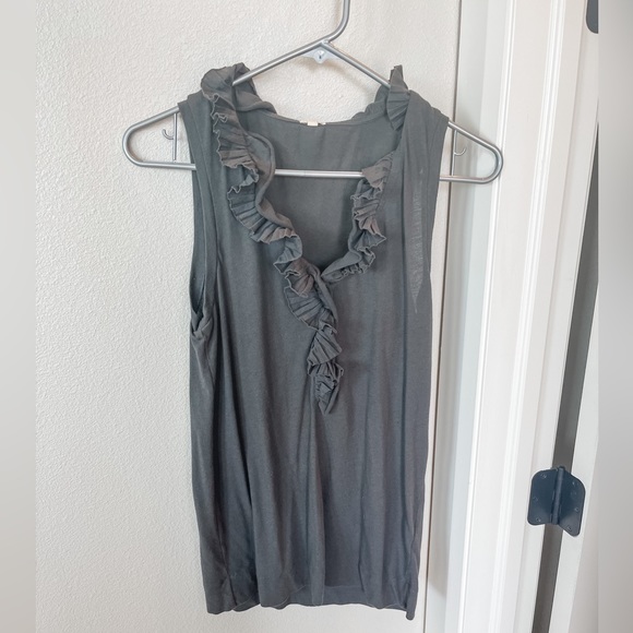 J. Crew | Tops | J Crew Grey Tank Top With Ruffles | Poshmark